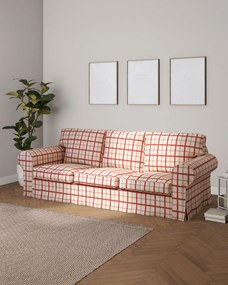 Potah na pohovku IKEA  Ektorp 3-místná, rozkládací STARÝ MODEL PIXBO barva červená látka vzorované