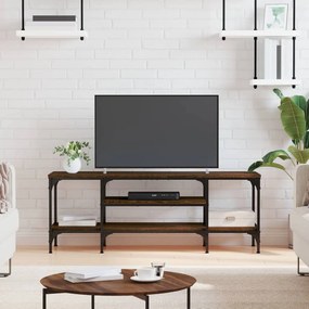 TV stolek hnědý dub 121 x 35 x 45 cm kompozitní dřevo a železo - Default Title