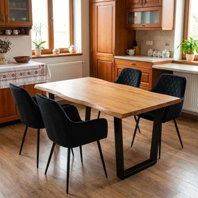 Vikio Jídelní set pro 4 osoby 160x90 cm dub noha U černá židle s područkami VJS166-4C