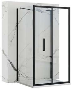 Rea Rapid Fold, 3-stěnný sprchový kout se skládacími dveřmi 90 (dveře) x 90 (stěna) x 195 cm, 4mm čiré sklo, černý profil, KPL-09914