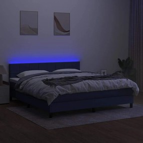 Box spring postel s matrací a LED modrá 160x200 cm textil 3133171