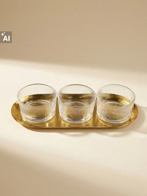 Sinsay - Úložné nádoby s podnosem 3 pack - zlatá