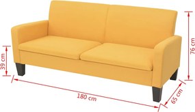 3místná pohovka 180 x 65 x 76 cm žlutá 244713