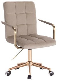 LuxuryForm DESIGN Otočná židle VERONA GOLD VELUR na zlaté podstavě s kolečky - latte