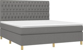 Box spring postel s matrací a LED tmavě šedá 180x200 cm textil 3135694