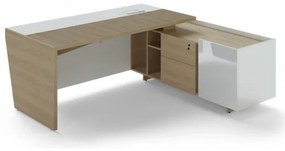 Rohový psací stůl TRIVEX - 200x180 cm - dub pískový/bílá - pravý - 3D5294