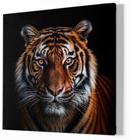 Obraz na plátně - Tygr, oční kontakt, Králové divočiny FeelHappy.cz Velikost obrazu: 140 x 140 cm