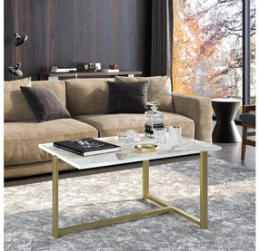 Asir | Konferenční stolek MERIDETHS 45x92 cm zlatá/bílá | AS0760