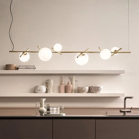 Toolight Toolight, stropní svítidlo 145cm 6xG9 APP1664-6CP, zlatá-bílá, OSW-05705