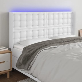 Čelo postele s LED bílé 183 x 16 x 118/128 cm umělá kůže