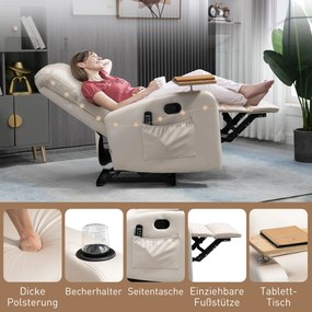 Elektrické polohovací křeslo HOMCOM s masážní funkcí a funkcí polohování, polohovací křeslo z mikrovlákna ve světle šedé barvě pro relaxaci | Aosom.de