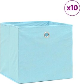 Úložné boxy 10 ks bledě modré 32 x 32 x 32 cm textil 288375