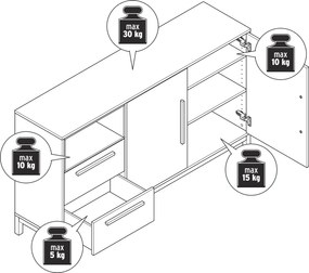 Tchibo - Odkládací skříňka »Eklund« se zásuvkami a dvířky - barva: bílá