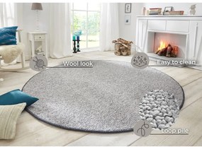 Šedý kulatý koberec ø 200 cm Wolly – BT Carpet