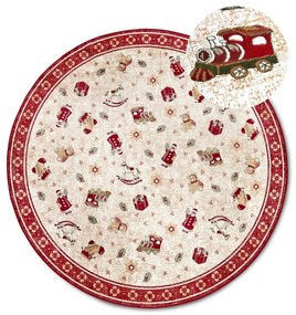 Červený kulatý koberec s vánočním motivem s příměsí bavlny ø 200 cm Toy's Delight Red Christmas – Villeroy&amp;Boch