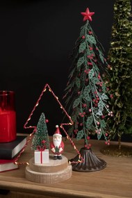 Zelený kovový vánoční stromek s listy a bobulemi cesmíny - Ø 12*40cm