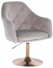 LuxuryForm DESIGN Otočné křeslo ANDORA VELUR na zlatém talíři - světle šedé