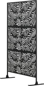 Outsunny Zábrana do pokoje 3-panelová 122 x 198 cm Ochranný panel s podstavcem s vzorem vrbového listu pro oddělení místností do zahrady, na terasu, o