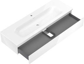 Mexen Orio, koupelnová skříňka 140 cm s umyvadlem Vela, 1 zásuvka, bílá lesklá, 91A10-14023-1-BF00-W23M00