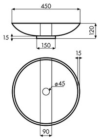 ARTTEC LYRA Umyvadlo 450 x 120 mm PAN01162