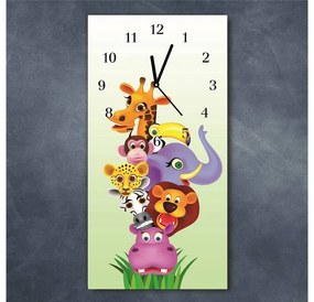Nástěnné hodiny obrazové na skle dětské - Safari