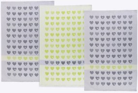 Bellatex Kuchyňské utěrky sada 3 kusů 50x70 cm Srdce Šedá,Zelená