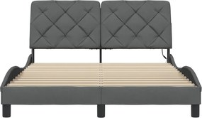 Rám postele s LED bez matrace Tmavě šedá 140x190 cm Látka 3310665