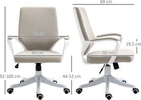 Ergonomická kancelářská židle Vinsetto s bederní opěrkou výškově nastavitelná do 120 kg v béžové barvě pro kancelář a domácí kancelář | Aosom.de