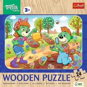 Trefl - Puzzle - Dřevěné puzzle Treflíci: Seznamte se s rodinou / 24 d