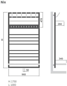 Isan Nix 1750 x 1000 mm koupelnový radiátor bílý