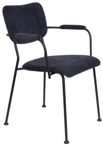 OnaDnes -20% Tmavě modrá manšestrová jídelní židle ZUIVER BENSON s područkami