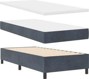 Postel s boxspringem s čelo Tmavě šedá 190 x 90 cm samet 3344481