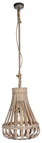 Venkovská závěsná lampa dřevo s lanem 42cm - Excalibur