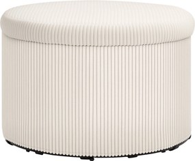 HOMCOM Úložný Ottomanský Sedák s Víkem, Kulatý Polstrovaný Podnožník s Vzhledem Kordu pro Obývací Pokoj, Ložnici 60 x 60 x 41 cm Bežová | Aosom