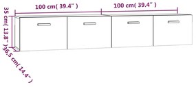 vidaXL Nástěnné skříňky 2 ks černé 100 x 36,5 x 35 cm kompozitní dřevo