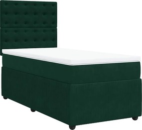 Box spring postel s matrací tmavě zelená 90x200 cm samet 3294553