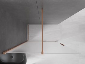 Mexen Velar, sprchová zástěna s posuvnými dveřmi Walk-in 150 x 200 cm, 8mm sklo námraza, měděná matná, 871-150-000-33-65