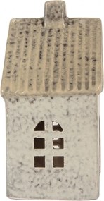 Šedý keramický domek na čajovou svíčku Lamont - 11*7*16 cm