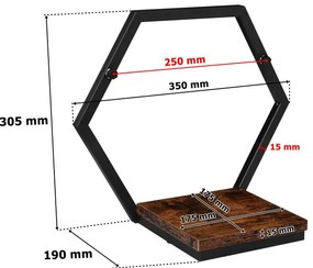 Nástěnný stojan na květiny HONUNG RUSTIC Loft černý