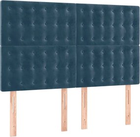 Box spring postel s matrací a LED tmavě modrá 140x190 cm samet 3136363
