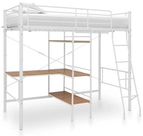 Rám poschoďové postele se stolem bílý kov 90 x 200 cm 287906