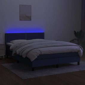 Box spring postel s matrací a LED modrá 140x200 cm textil 3133083