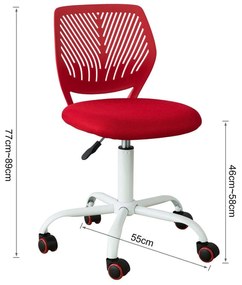 Sobuy FST64-R  Psací židle Stolní židle Dětská otočná židle Otočná židle Kancelářská židle Červená Výška sedáku: 46-58cm