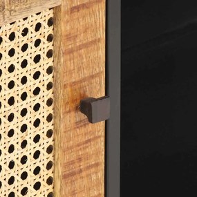 TV stolek 90x30x40 cm hrubý masivní mangovník a přírodní rákos 323144