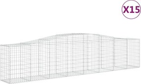 Klenuté gabionové koše 15ks 400x50x80/100 cm pozinkované železo 3145952