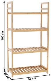 Kondela 4-policový regál, přírodní bambus, FIORE TYP 2
