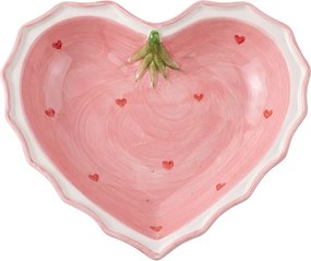 Růžová keramická miska ve tvaru srdce Sweet Hearts S - 13*13*4 cm