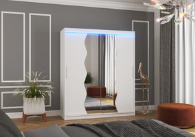 ADRK Furniture Posuvná skříň se zrcadlem a LED osvětlením KANSAS 180