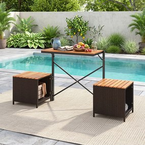 Costway 2-in-1 Venkovní skládací lavice Konvertibilní piknikový stůl a s kovovým