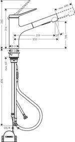 Hansgrohe Zesis M33 - Páková kuchyňská baterie 140, vytahovací sprška, 2jet, sBox light, chrom 74803000